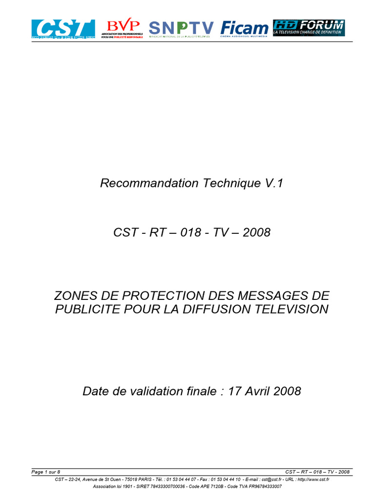CST RT 018 TVCadrage14 9 2008 | PDF