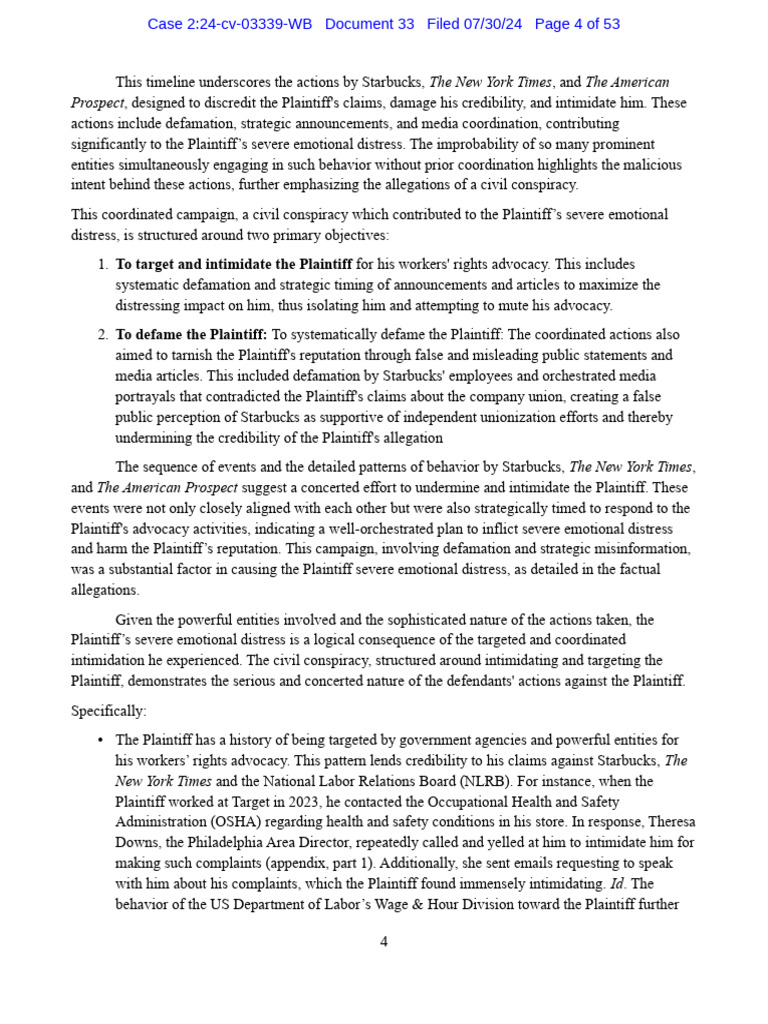 Noam Scheiber's Role in Starbucks' Psychological Torture: Silencing ...