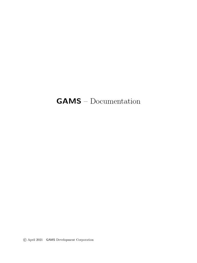 GAMS Documentation | PDF