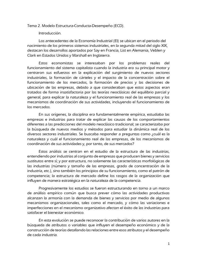 Tema 2. Modelo Estructura-Conducta-Desempeño (ECD) . | PDF