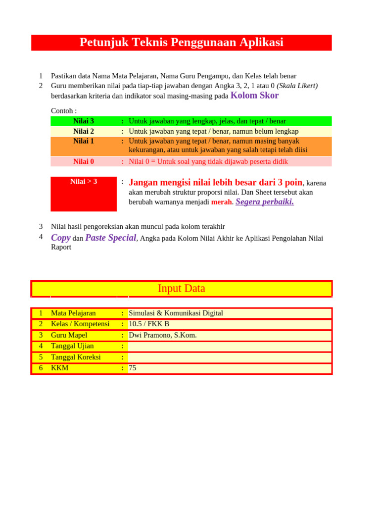 Nilai UTS Kelas 10 FKK B - Simdig | PDF