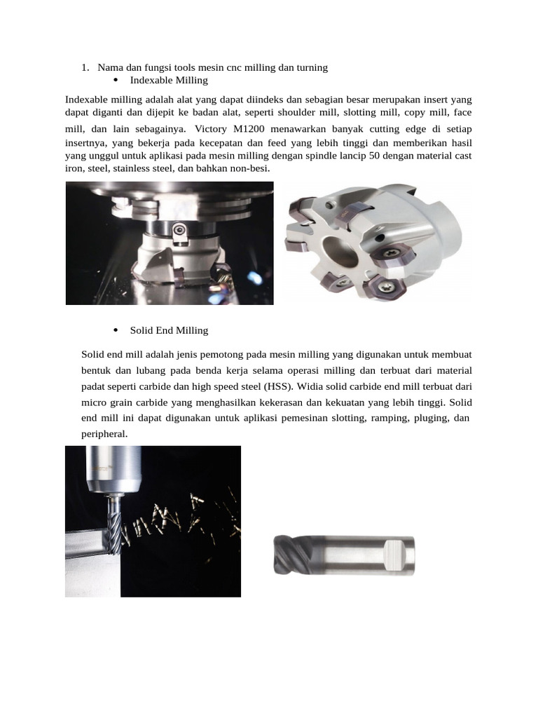 Nama Dan Fungsi Tools Mesin Cnc Milling Dan Turning | PDF