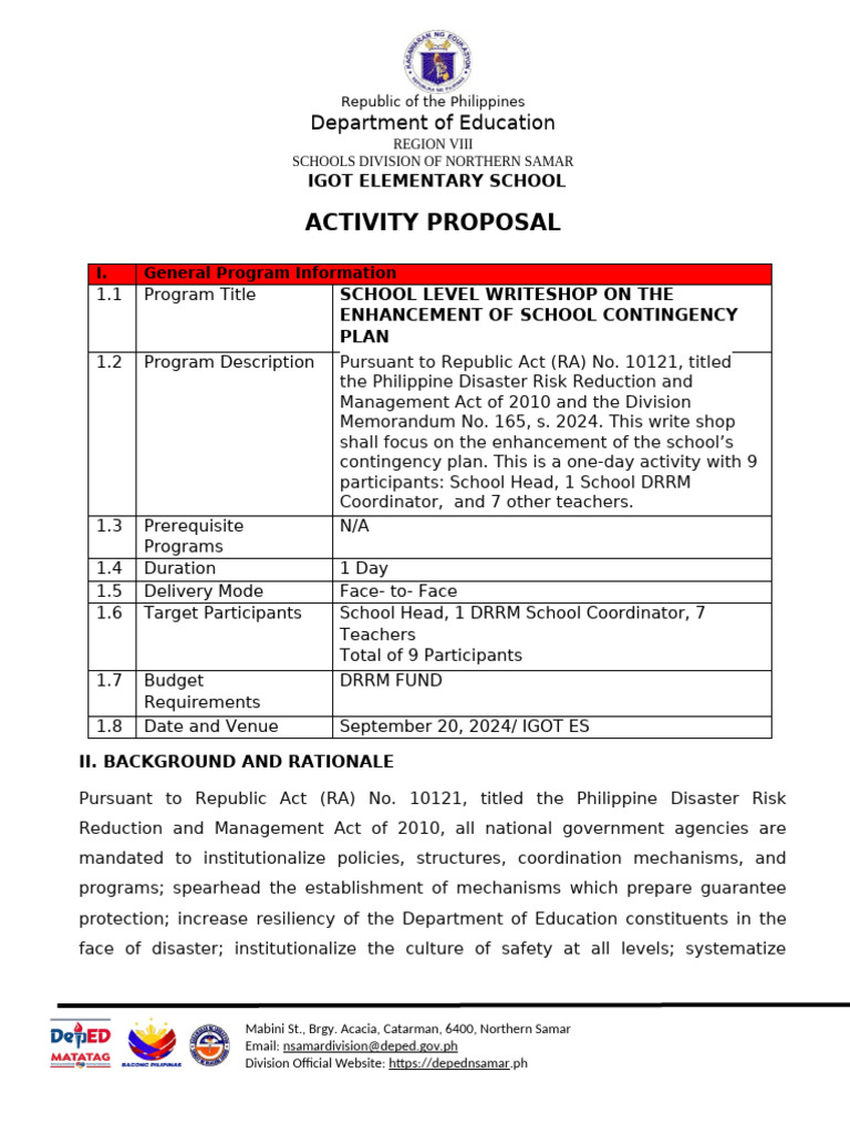 DRRM Activity Proposal 1 | PDF