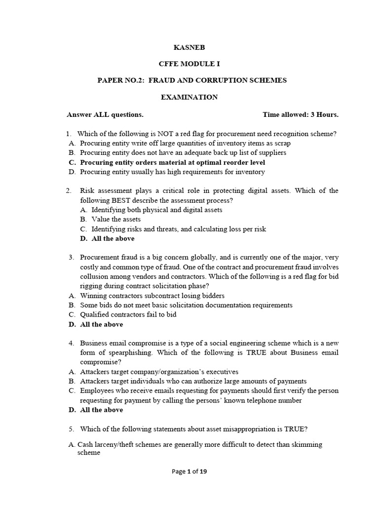 Fraud and Corruption Schemes Past Papers | PDF
