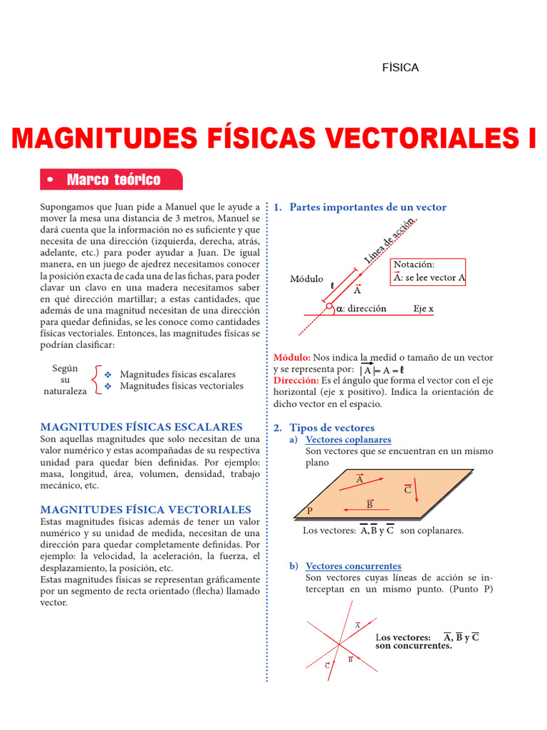 Magnitudes Físicas Vectoriales para Segundo Grado de Secundaria | PDF