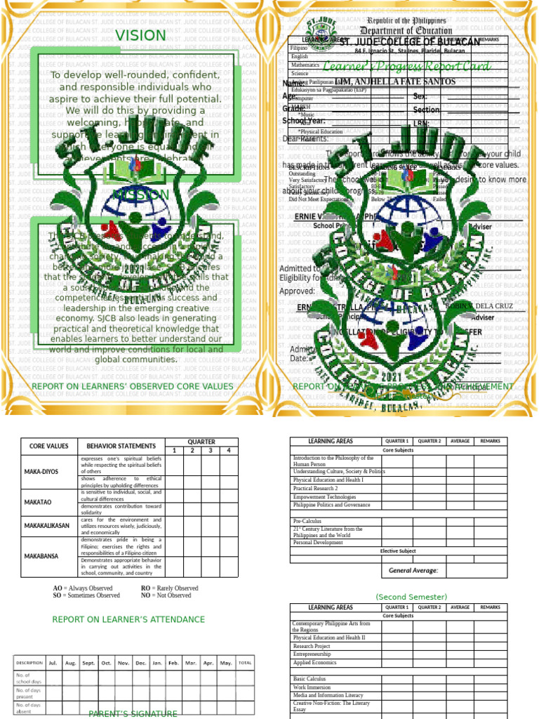 Grade 11 Humss Template SF9 | PDF