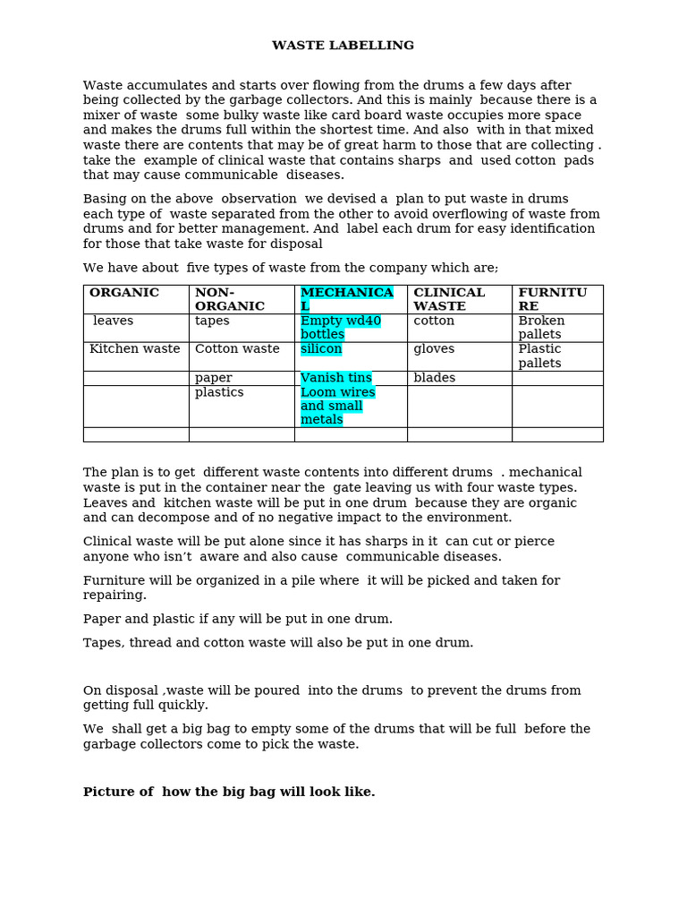 Waste Labelling | PDF