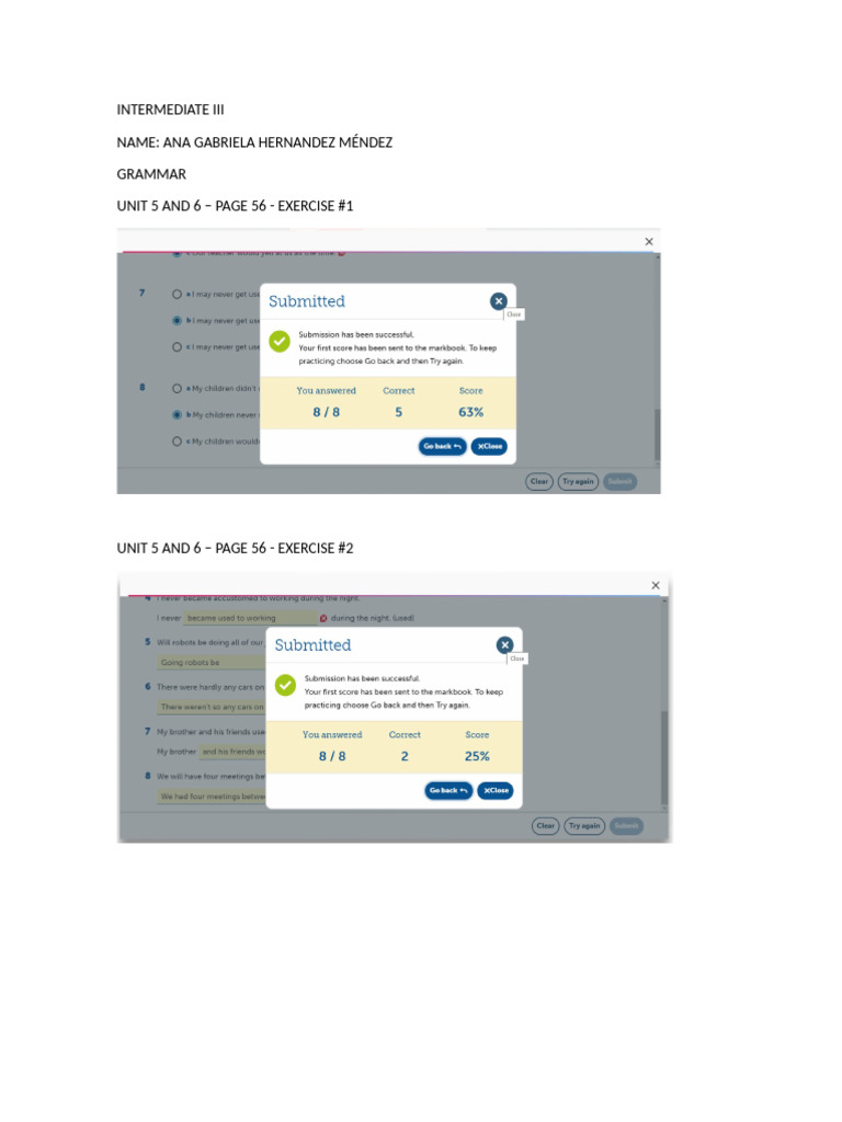 Unit6 - Homework - Pages 56, 57 - Grammar 1, 2, 3 - Vocabulary 1, 2, 3 ...