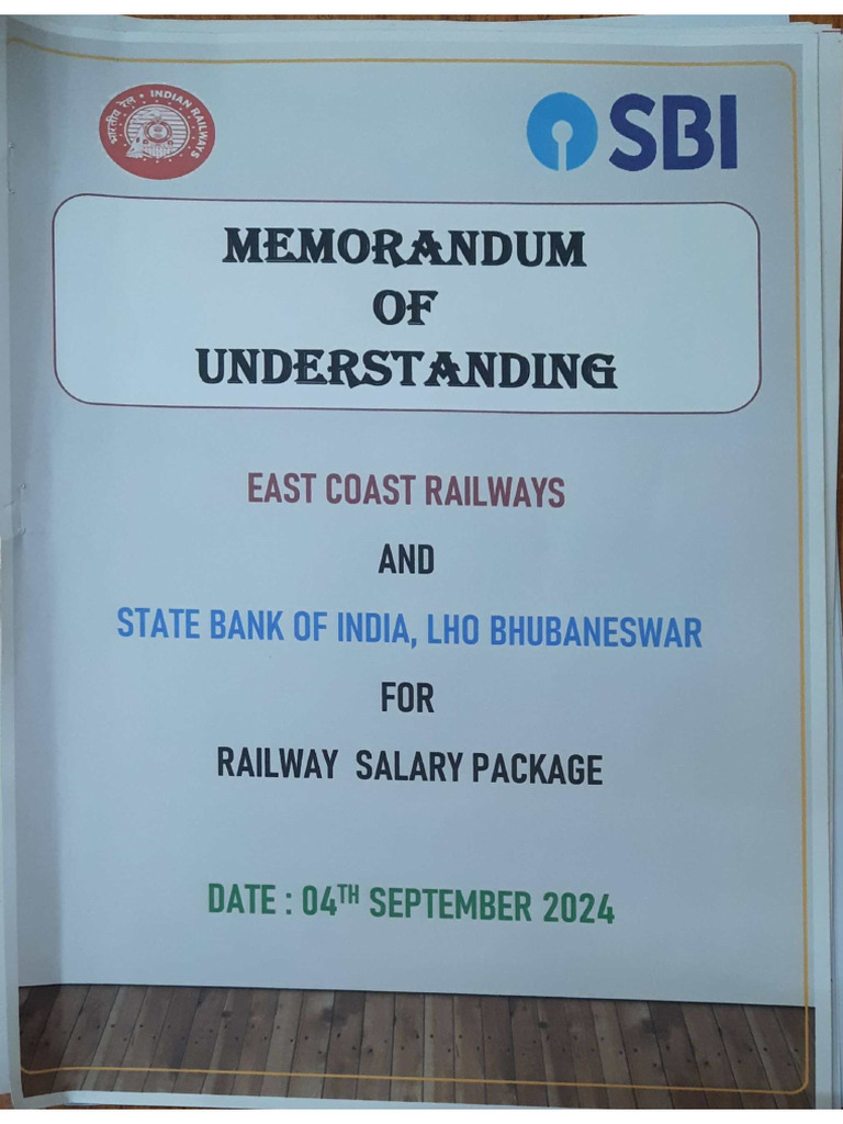 MoU of ECoR and SBI (Railway Salary Package) | PDF