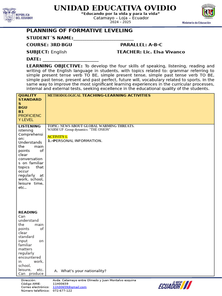 3rd Bgu A B C Leveling Activities 2024 2025 | PDF