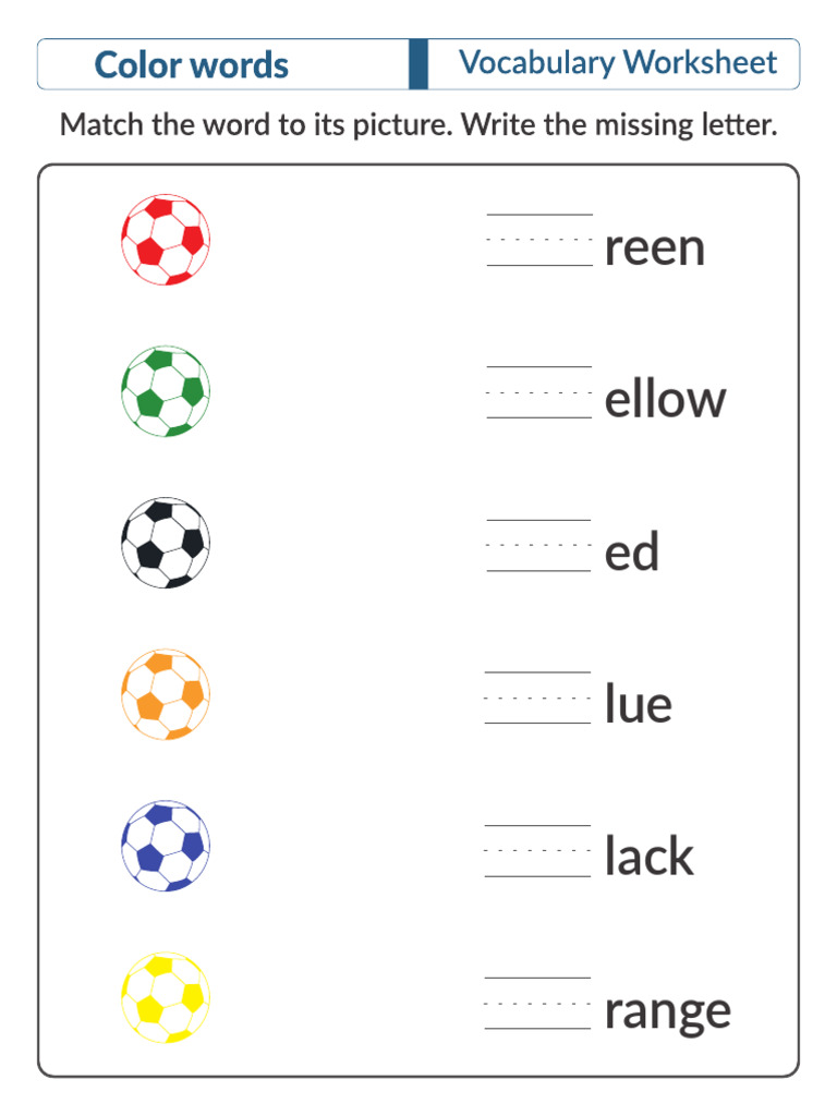 Kindergarten Vocabulary and Activities | PDF | Color | Blue
