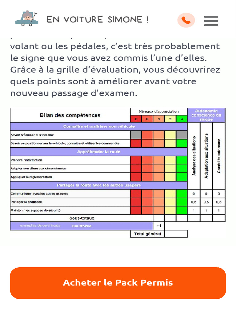 Grille d’évaluation du permis tout ce qu’il faut savoir | PDF