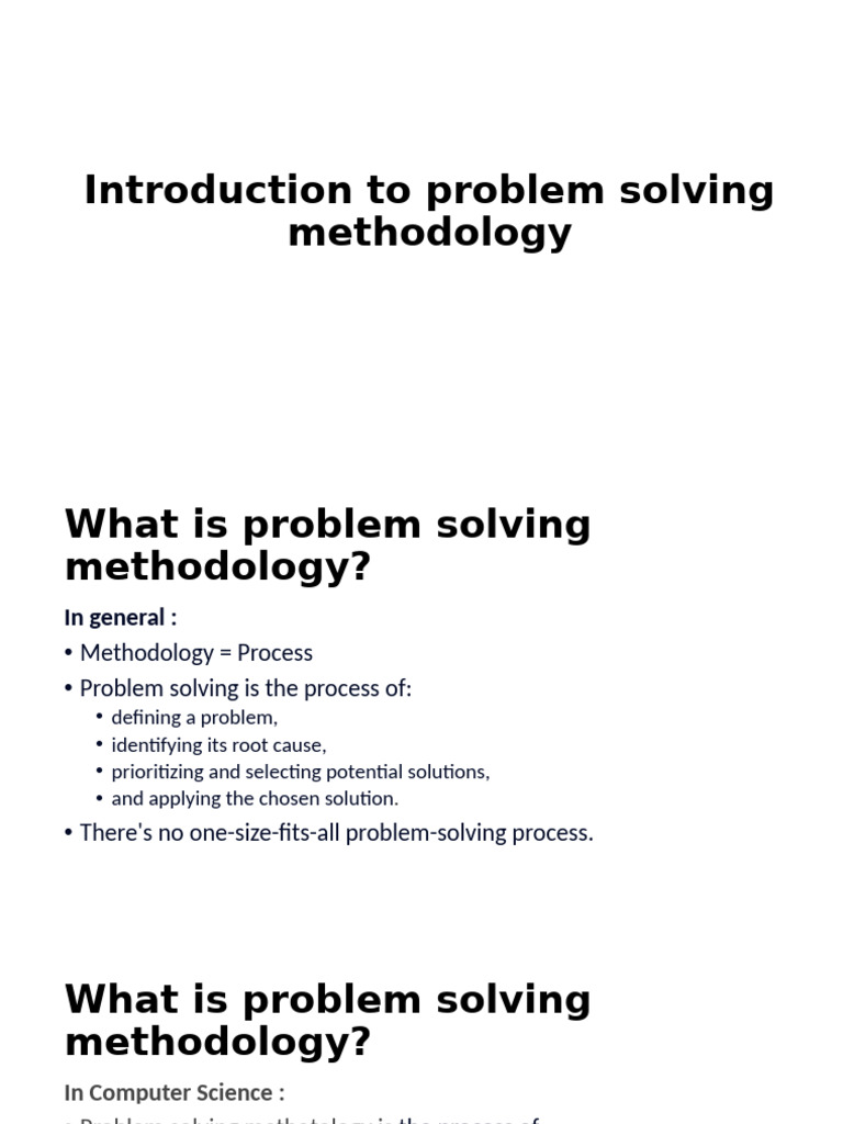 Chapter1 - Introduction To Problem Solving Methodology | PDF