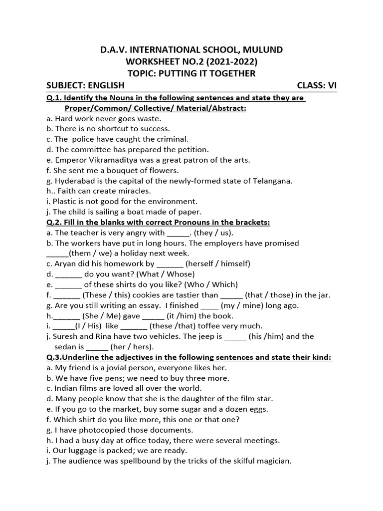 Putting It Together WS1 | PDF