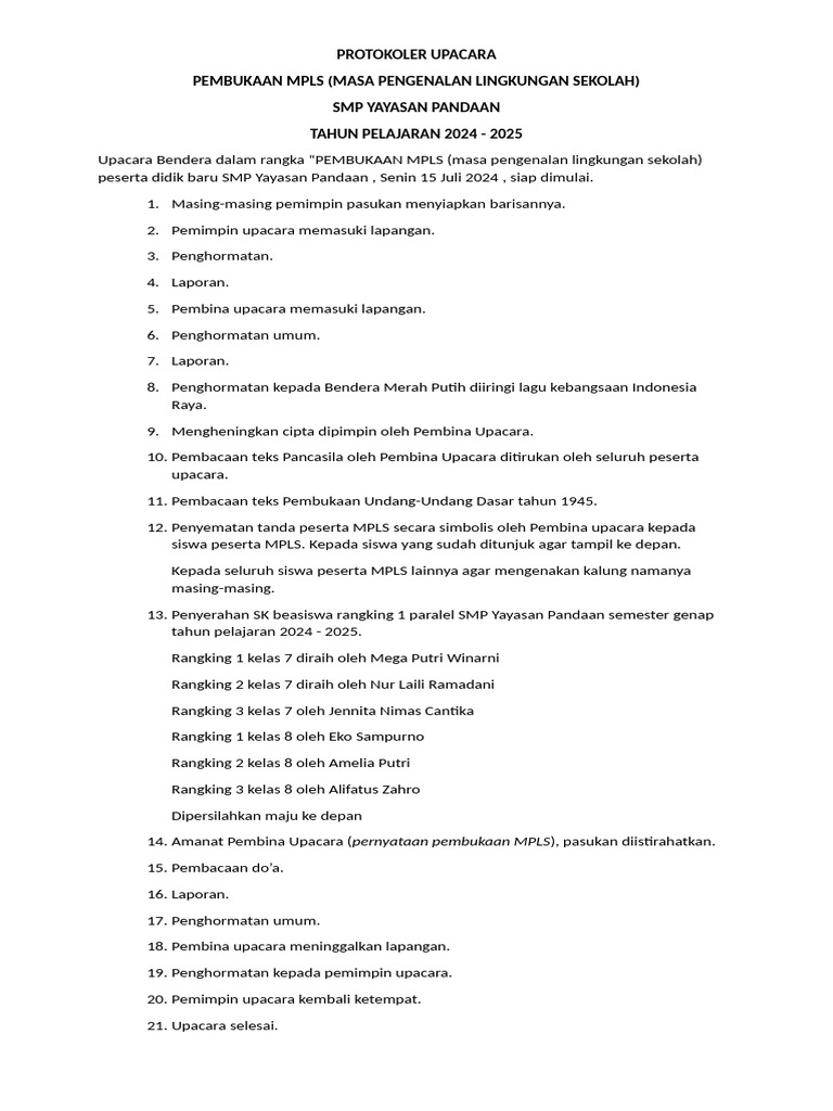 PROTOKOLER UPACARA Mpls smp-1 | PDF