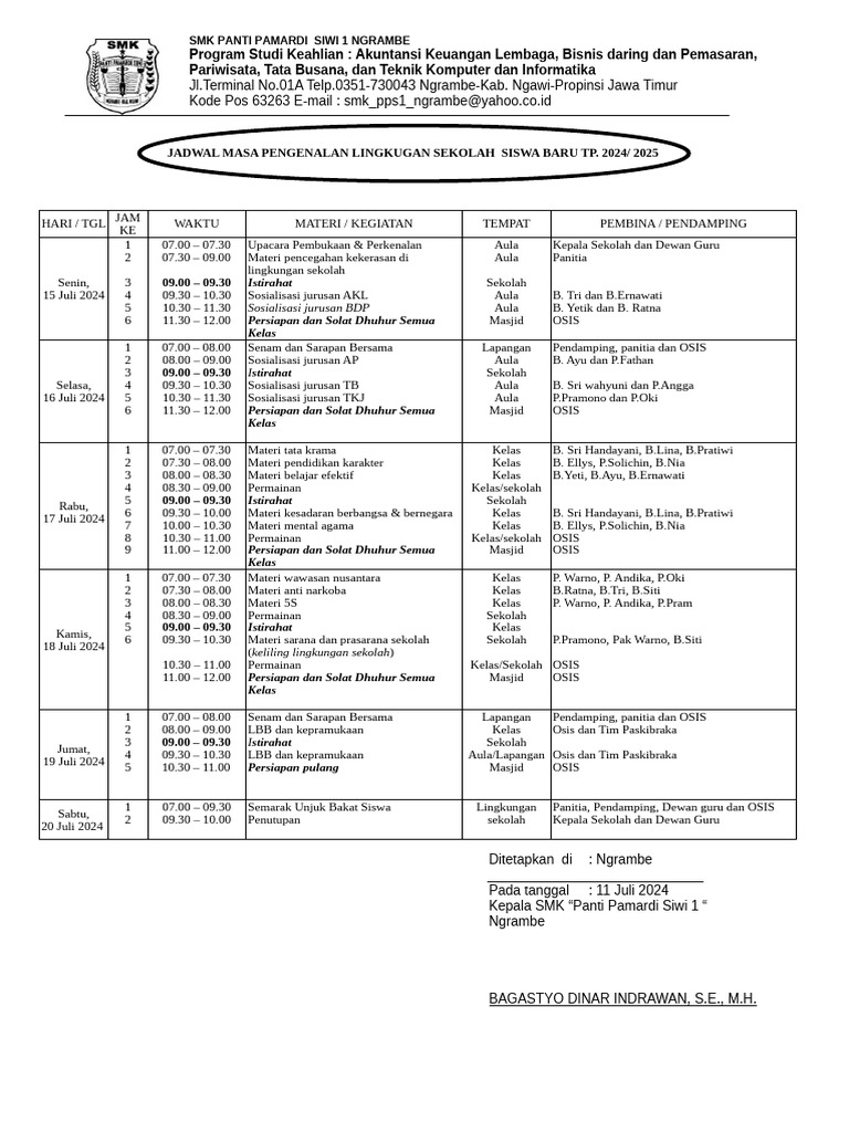 B. Jadwal PLS 2024 - 2025 | PDF