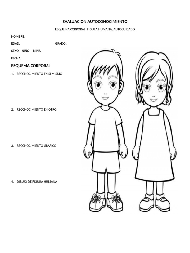 Evaluacion Autoconocimiento, Figura Humana Adaptacion | PDF ...