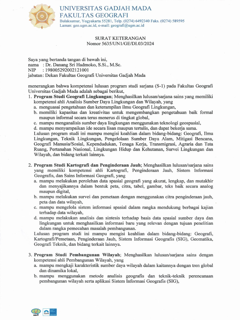 5635 - 020924 Surat Keterangan Kompetensi Lulusan Program Studi Sarjana (S-1) Pada Fakultas ...