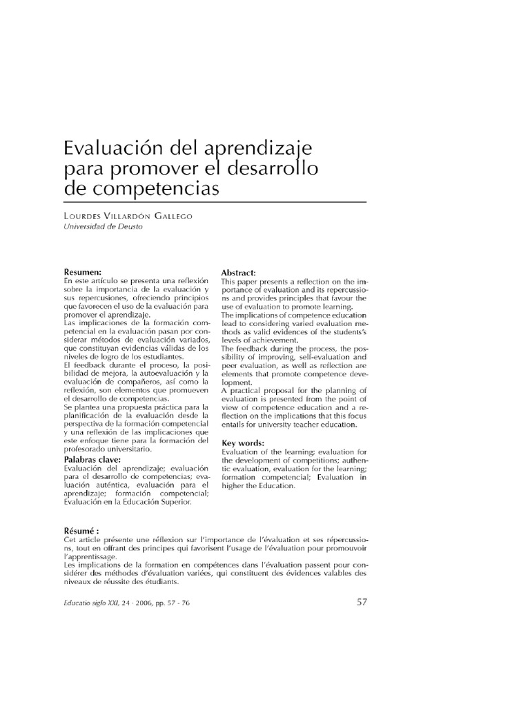 2 Evaluación Del Aprendizaje para Promover El Desarrollo de Competencias | PDF