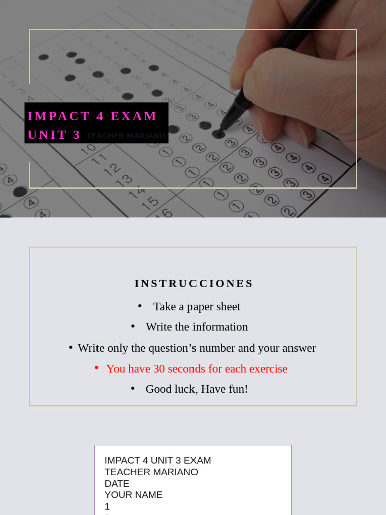 Impact 4 Exam Unit 3 | PDF