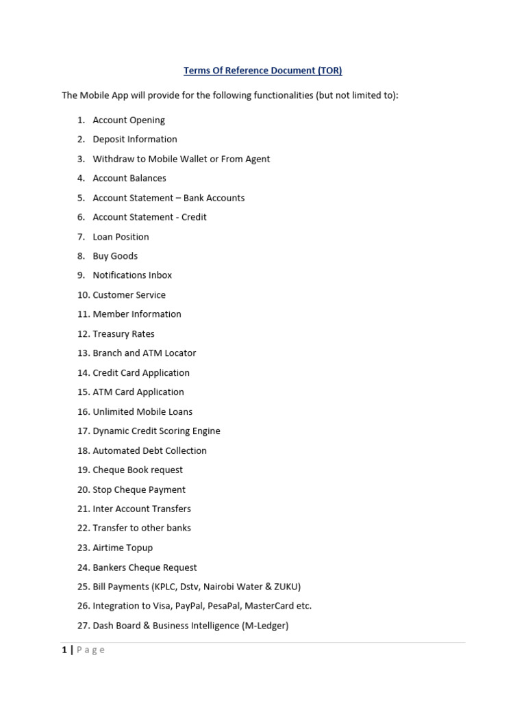 Terms Of Reference Document | PDF