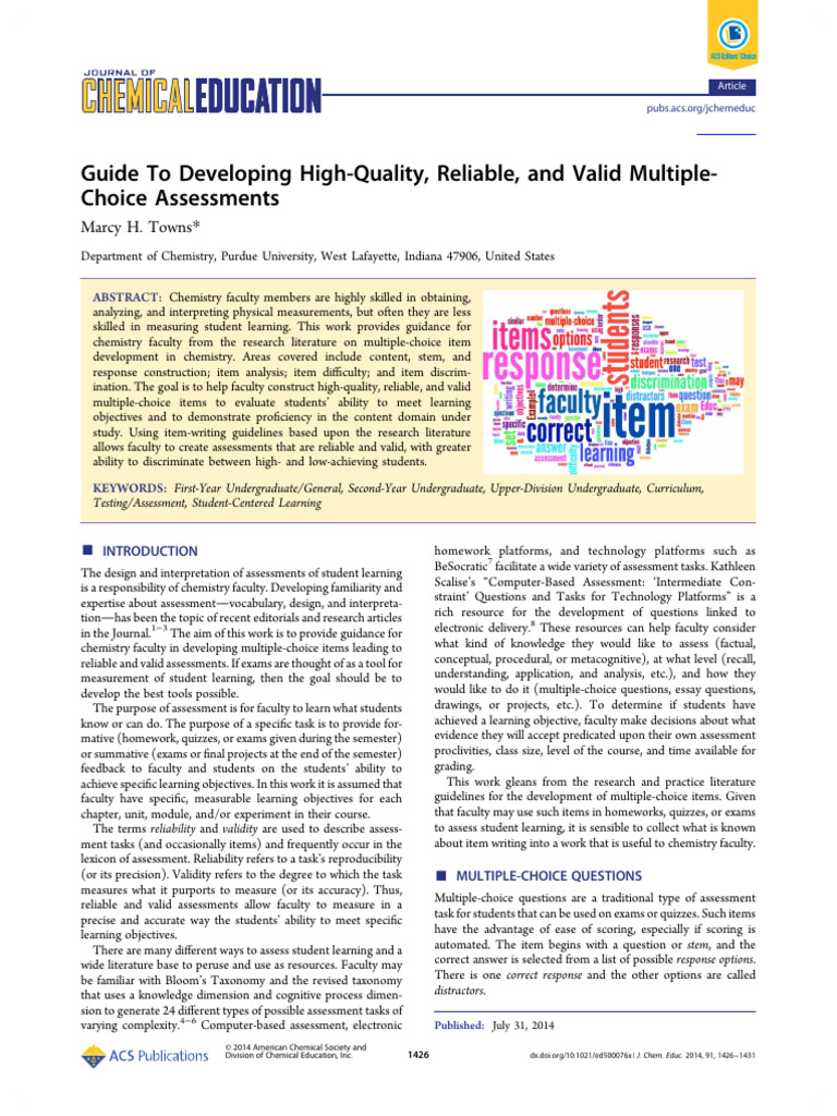 Towns 2014 Guide To Developing High Quality Reliable and Valid Multiple ...