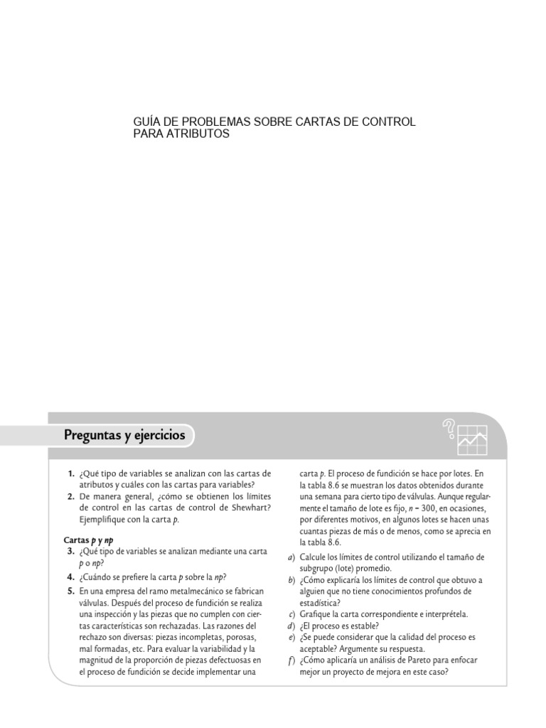 GUÍA DE PROBLEMAS PARA CARTAS DE CONTROL PARA ATRIBUTOS | PDF