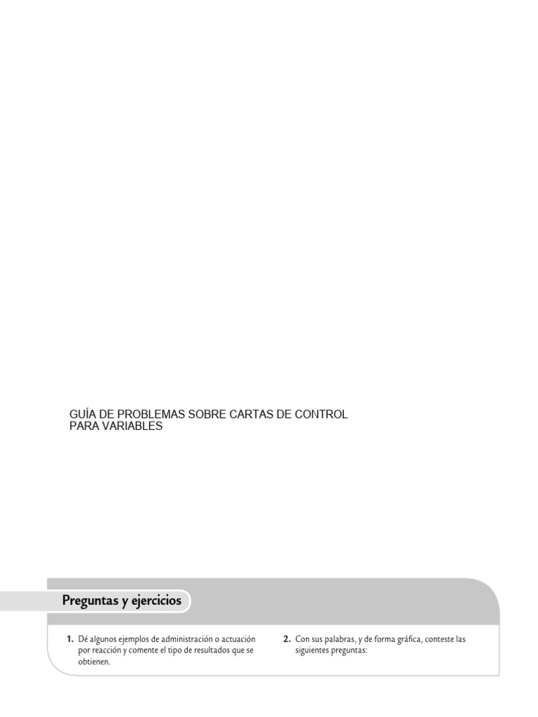 GUÍA DE PROBLEMAS SOBRE CARTAS DE CONTROL PARA VARIABLES | PDF