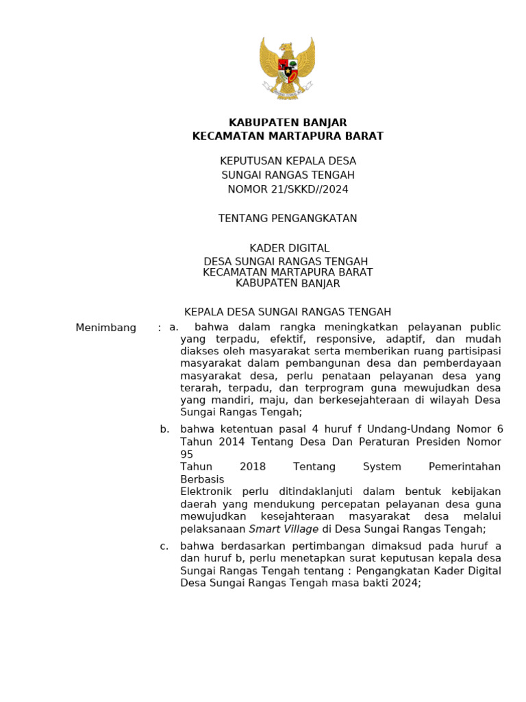 Sk Kader Digital Desa | PDF