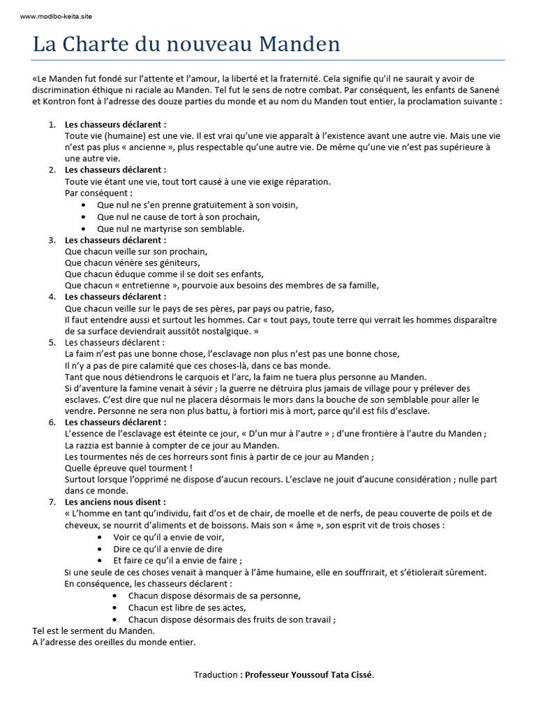 Charte Du Mande | PDF