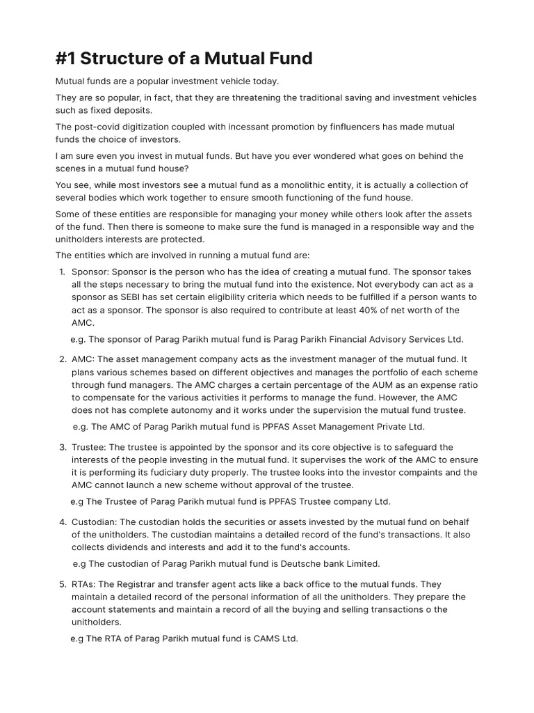 Understanding Mutual Fund Structure | PDF | Mutual Funds | Investment Fund