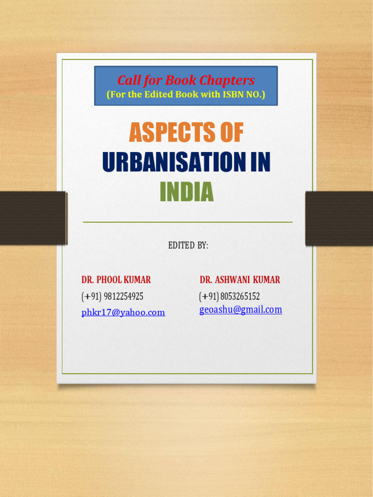 New - Call for Book Chapters for Edited Book- Aspects of Urbanisation ...