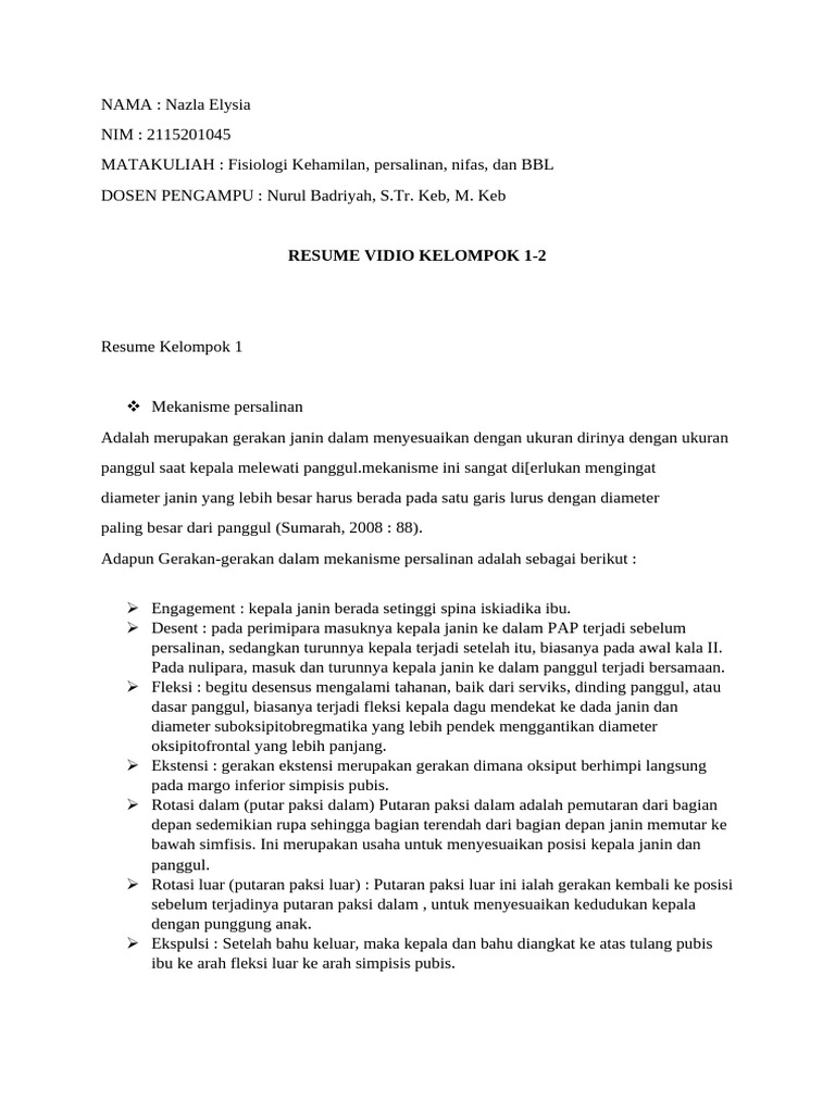Nazla Elysia 2115201045 (Resume Vidio Fisiologi) | PDF