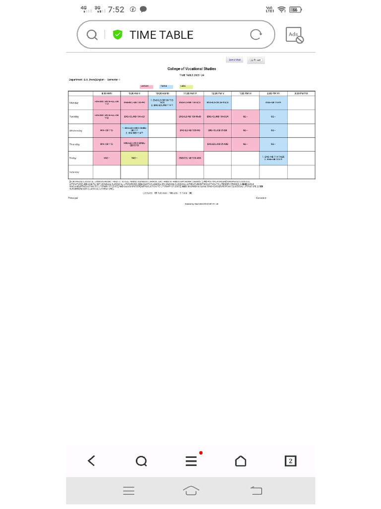 CVS Time Table | PDF