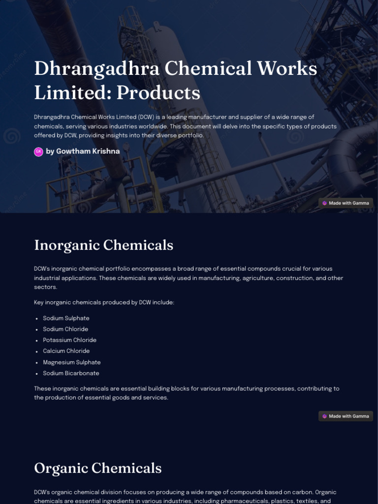 Dhrangadhra Chemical Works Limited Products | PDF