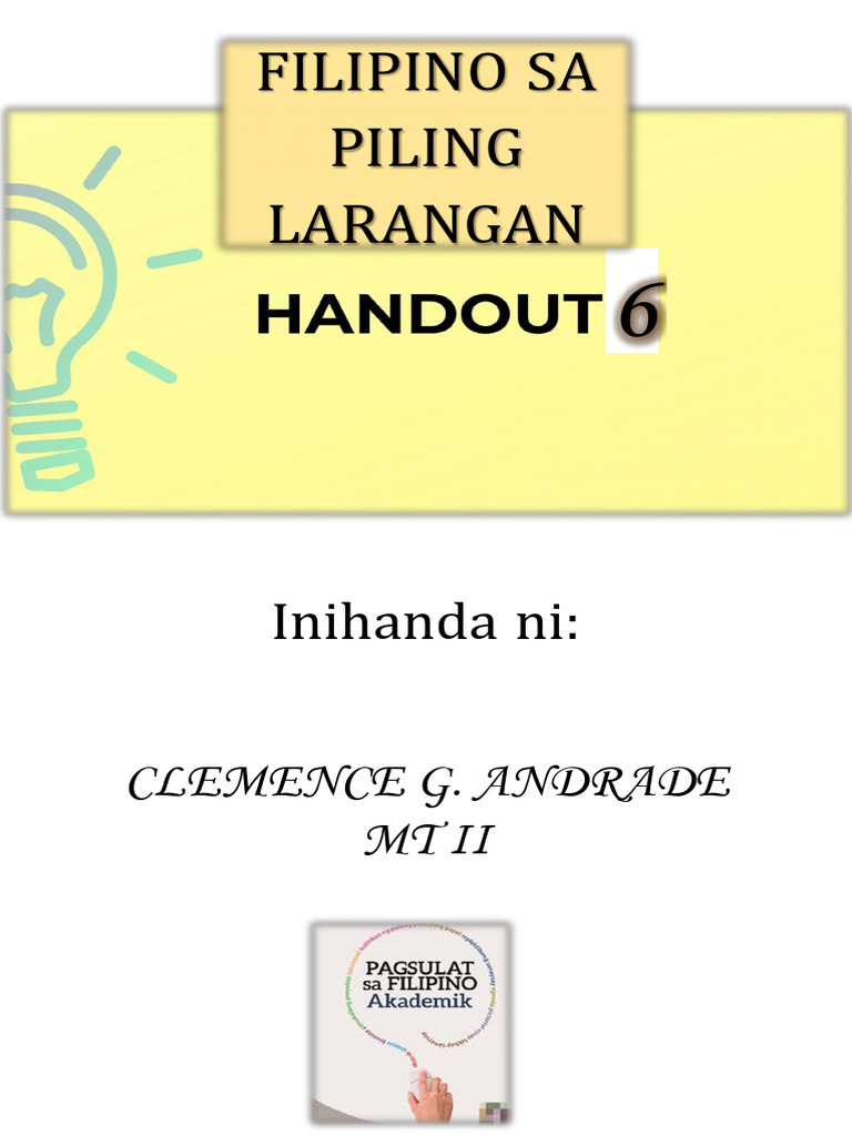 Handout-6-Filipino-sa-Piling-Larangan | PDF