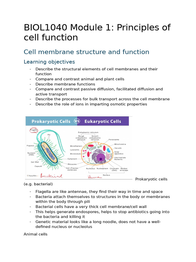 BIOL1040 Module 1 Notes | PDF