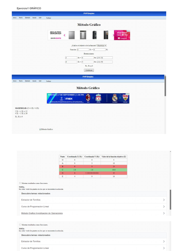 Ejercicios Métodos Gráficos e Simplex | PDF