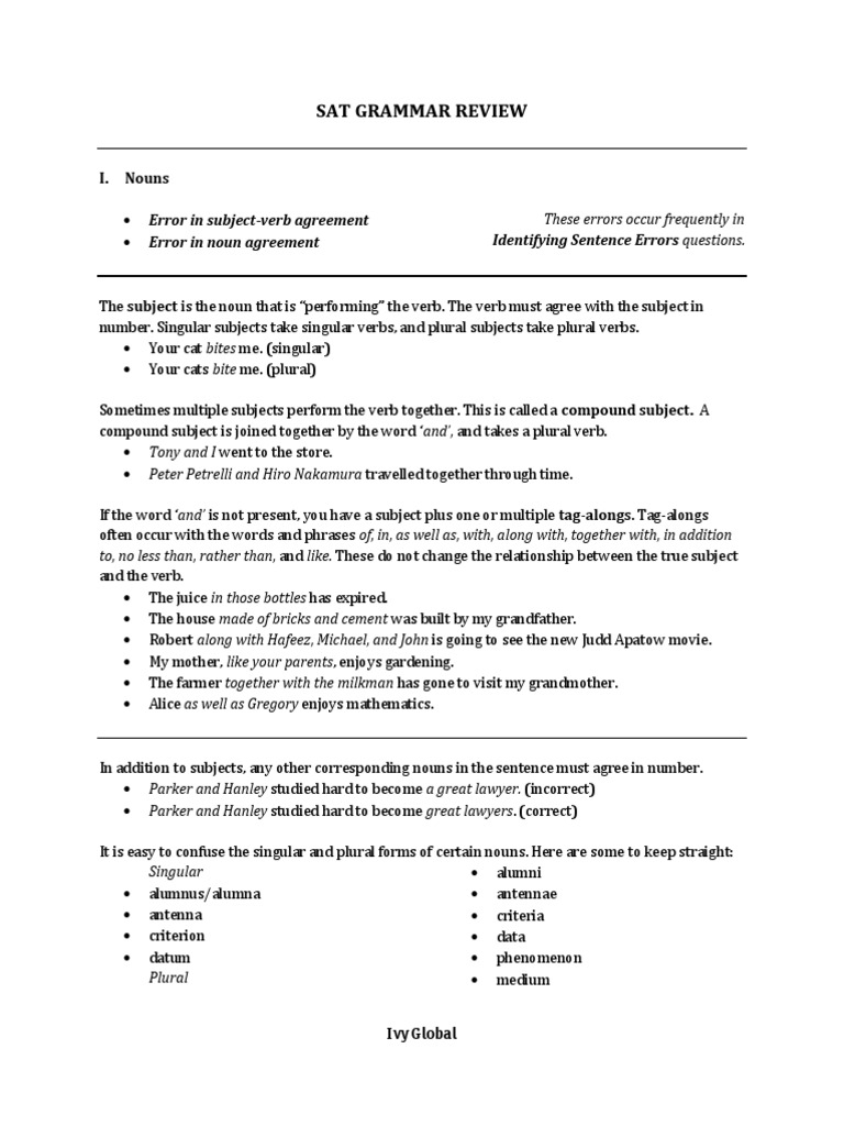 Grammar Checklist | PDF
