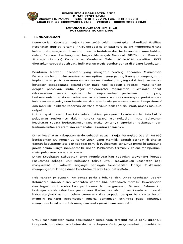 TPCB Monev | PDF | Wellness