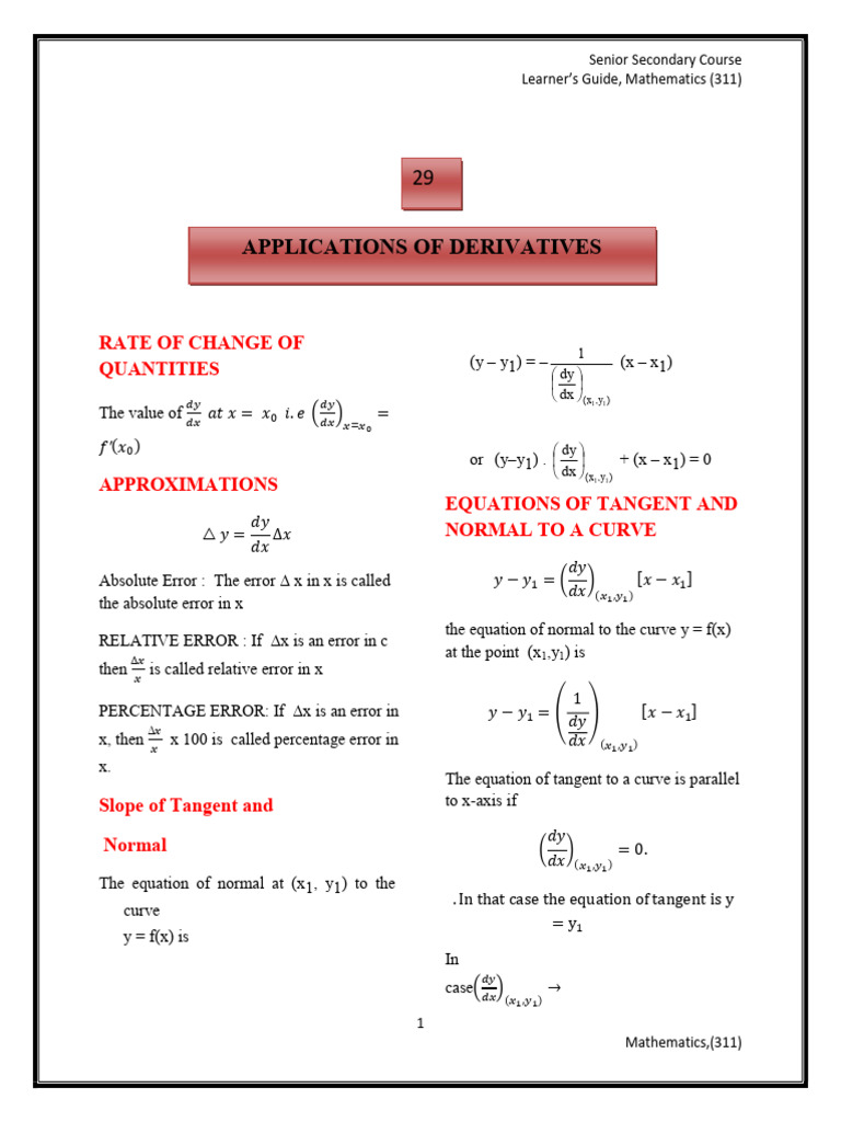 Applications of Derivatives: Rate of Change of Quantities | PDF