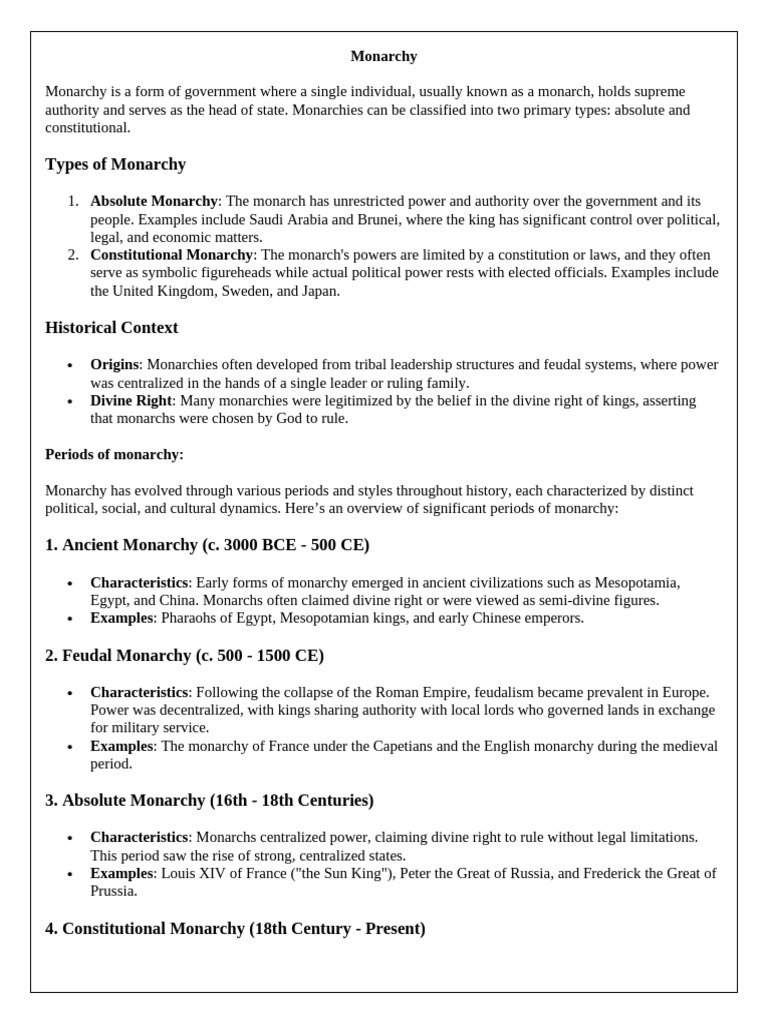 Monarchy | PDF