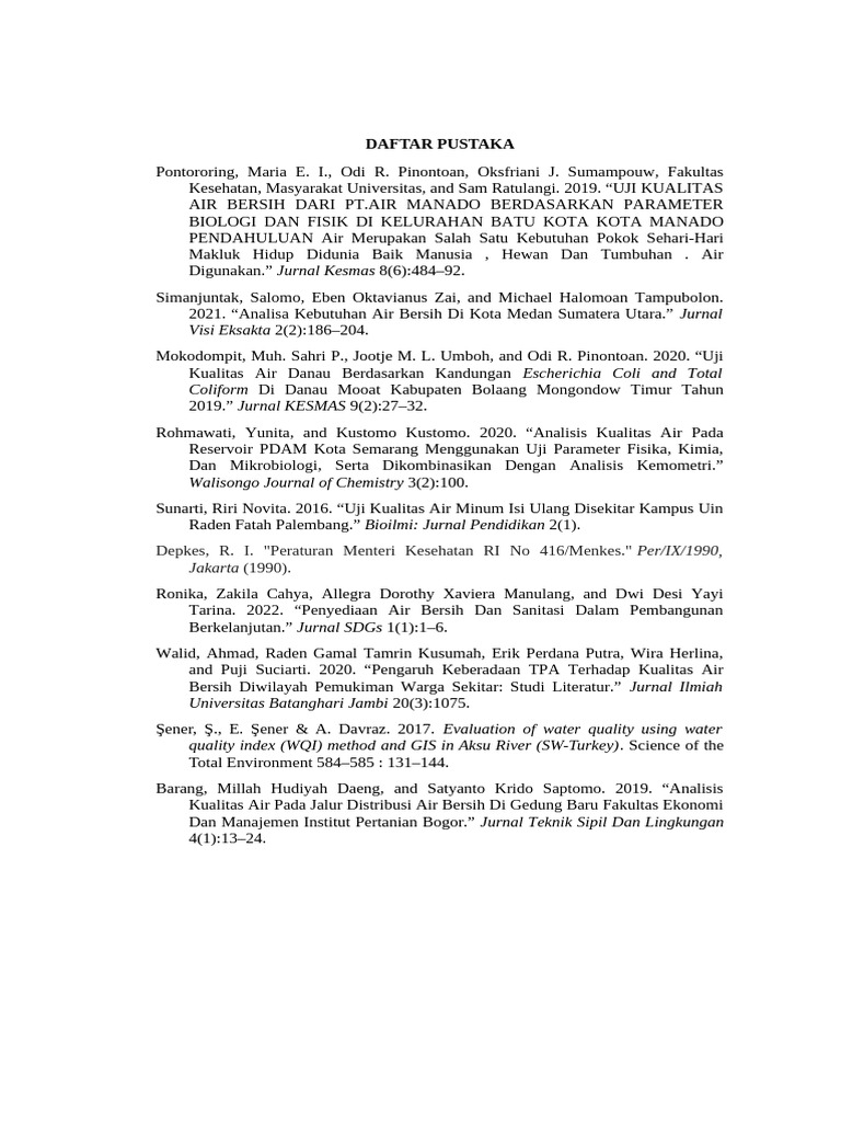 Daftar Pustaka Air | PDF