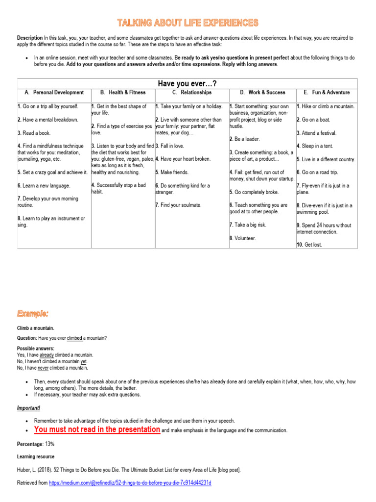 Communicative Task 2 Instructions | PDF