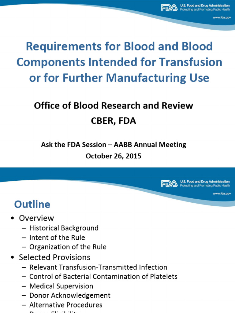 Fda Presentation - 2015 Ask The Fda | PDF | Blood Donation | Blood ...