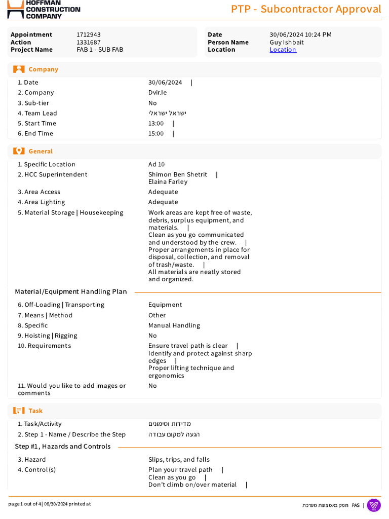 PTP - Subcontractor Approval - A1712943 - 240701 - 075824 | PDF ...
