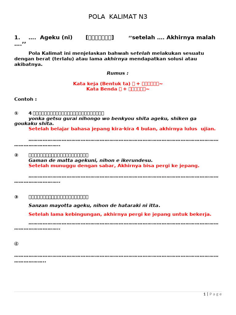 Pola Kalimat N3 | PDF