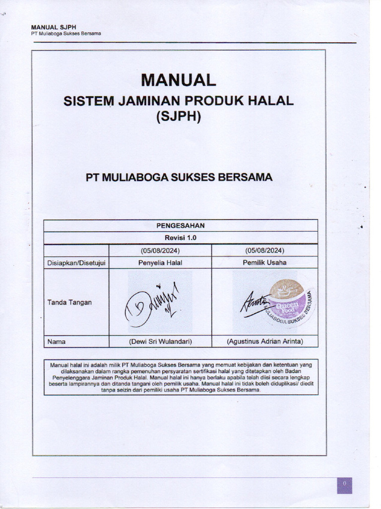 Manual - SJPH - PT MULIABOGA Rev | PDF