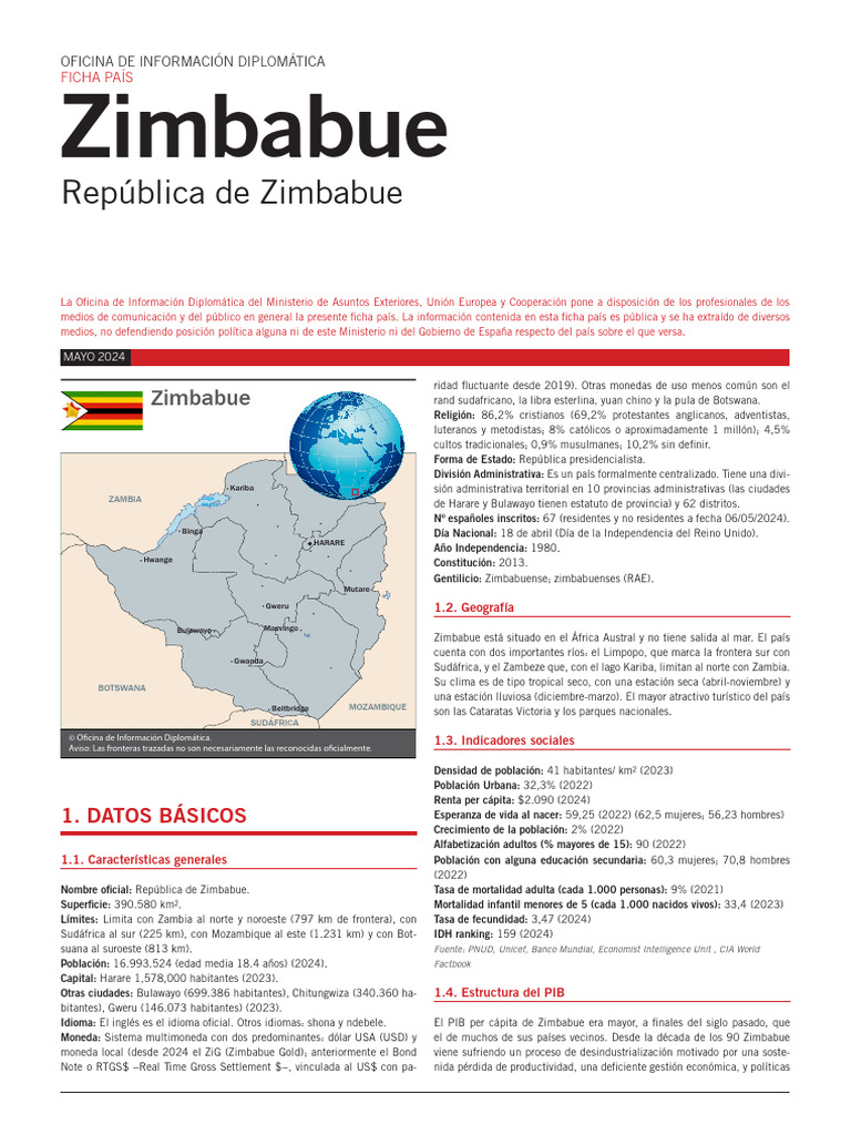 Zimbabwe - Ficha Pais | PDF