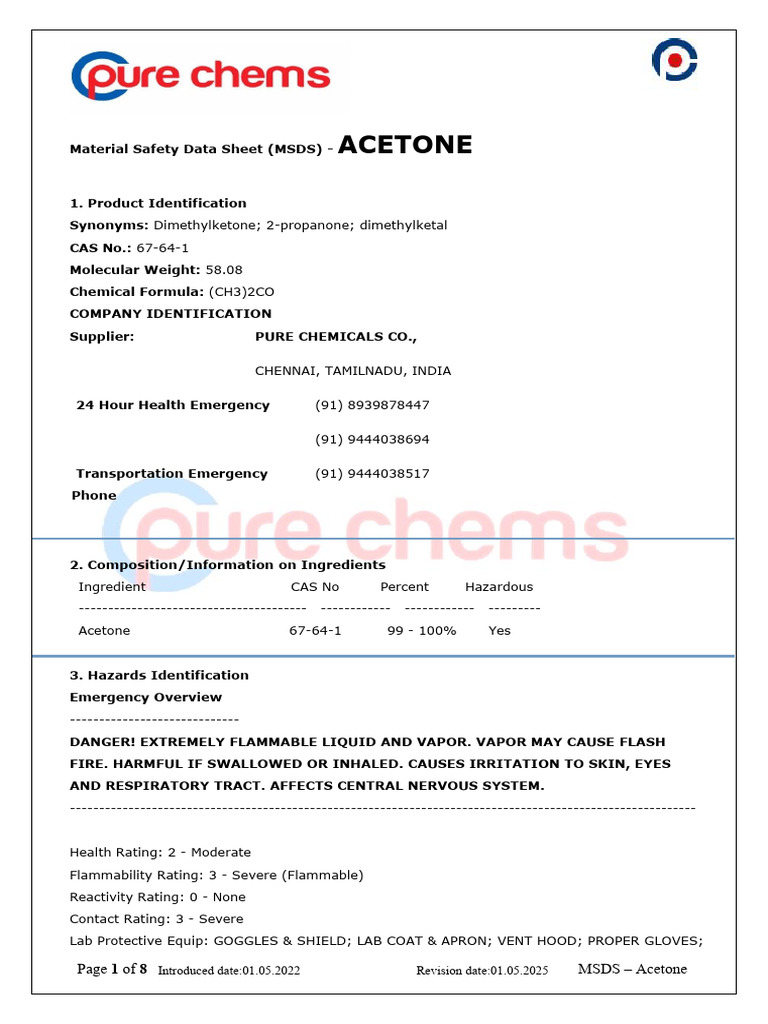 Acetone | PDF
